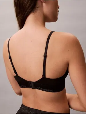 Calvin Klein Icon Cotton Modal Metallic Lightly Lined Triangle Bralette - Black