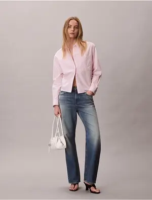 Calvin Klein Cotton Poplin Boxy Shirt - Cradle Pink Stripe