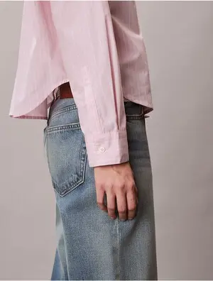 Calvin Klein Cotton Poplin Boxy Shirt - Cradle Pink Stripe