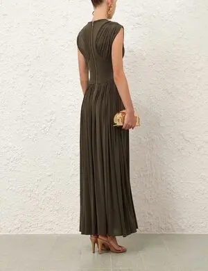ZIMMERMANNWEAR Luna Column Maxi Dress - Olive