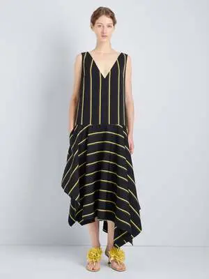 Proenza Schouler Beatriz Cotton Silk Shirting Dress - Black Multi