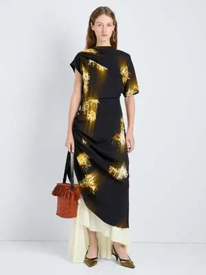 Proenza Schouler Printed Viscose Cady Antonella Dress - Black Multi