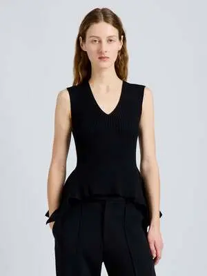 Proenza Schouler Eugenie Rib Knit Top - Black