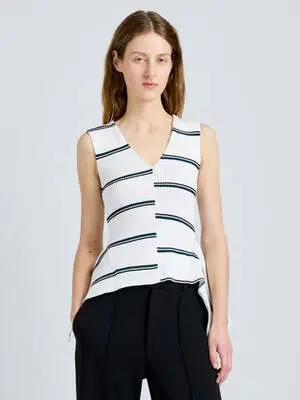 Proenza Schouler Eugenie Rib Knit Top - White Multi