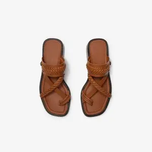 Burberry Leather Baez Sandals - Lundy Brown