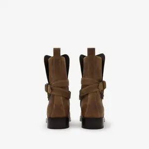 Burberry Ledger Waxed Suede Ankle Boots - Boat Brown