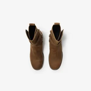 Burberry Ledger Waxed Suede Ankle Boots - Boat Brown