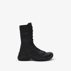 Burberry Leather Tone Combat Boots - Black