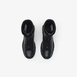 Burberry Leather Tone Combat Boots - Black