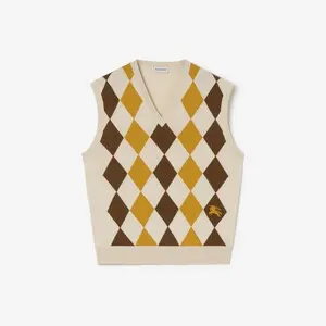 Burberry Argyle Wool Sweater Vest - Pear Yellow