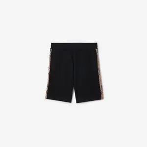 Burberry Check Trim Cotton Shorts - Black