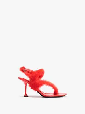 Proenza Schouler Tee 85 Shearling Thong Sandals - Coral