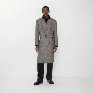 Burberry Wool Mohair Blend Tailored Coat - Rice Beige/raven Grey