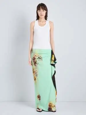 Proenza Schouler Cella Printed Ruffle Skirt - Glass Multi