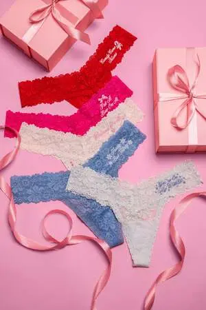 LoveShackFancy Pink X Wink Lace Thong Panties Pack Of 5 - Notes Pack