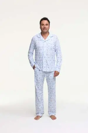 LoveShackFancy X Roller Rabbit Starry Nights Lattice Long Sleeve Pajamas - Blue