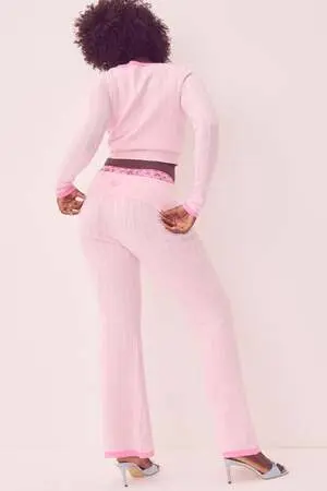 LoveShackFancy Foldover Flare Knit Pant - Pink Tulip