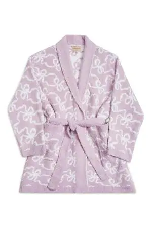 LoveShackFancy Indie Teddy Bow Print Bath Robe  Orchid Bloom
