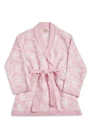 LoveShackFancy Indie Teddy Bow Print Bath Robe - Pastry Pink