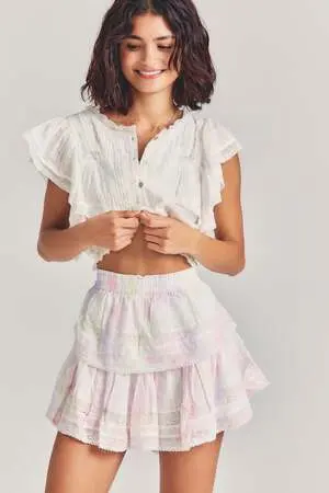 LoveShackFancy Ruffle Mini Heritage Skirt - Multi Tie Dye