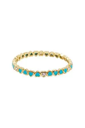 LoveShackFancy Erin Wachs Small Heart Stretch Bracelet Blue