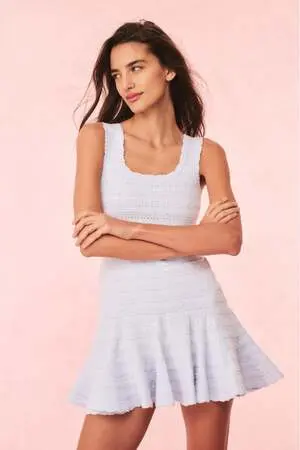 LoveShackFancy Maryanne Knit Mini Dress Morning Sky