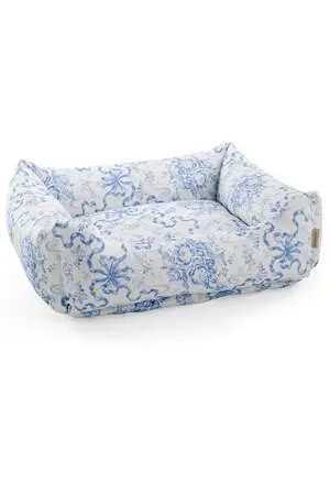 LoveShackFancy Floral Printed Dog Bed Blissful Blue