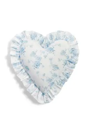 LoveShackFancy Heart Shape Ruffle Pillow - Moonlight Shadow