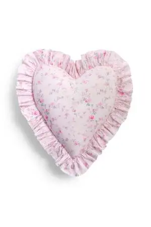 LoveShackFancy Heart Shape Ruffle Pillow  Parisian Pink