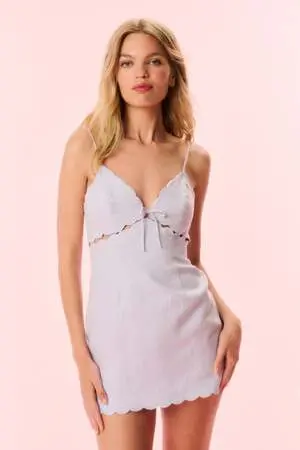 LoveShackFancy Sydow Linen Mini Dress - Summer Sky Blue