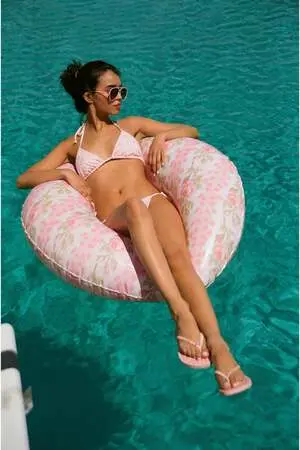 LoveShackFancy Heirloom Print Pool Float  Strawberry Macaroon