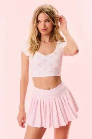 LoveShackFancy Dancia Printed Skort - Pink Sprinkles