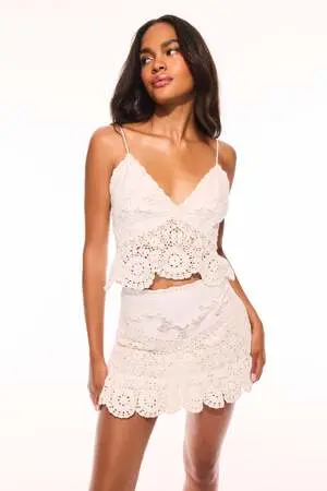 LoveShackFancy Cherie Crochet Mini Skirt