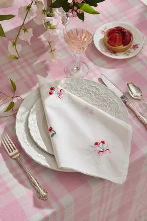 LoveShackFancy Embroidered Napkins Set Of 4 - Liberty Red