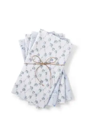 LoveShackFancy Floral Napkins Set Of 4 - Water Lily And Misty Lace