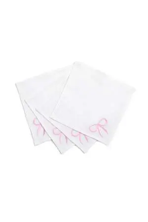 LoveShackFancy Bow Cocktail Napkins Set Of 4 - Perfectly Pink