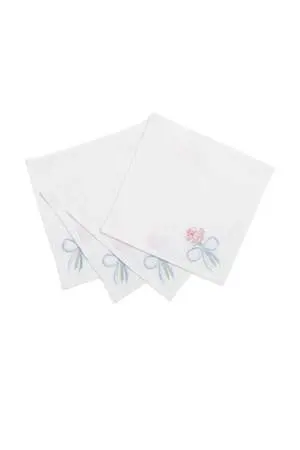 LoveShackFancy Bow Cocktail Napkins Set Of 4 - Summer Blues