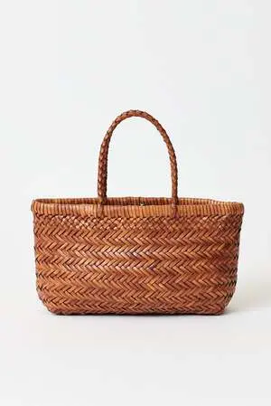 LoveShackFancy Dragon Diffusion Mini Flat Gora Tote - Cognac