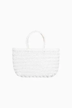 LoveShackFancy Dragon Diffusion Mini Flat Gora Tote White
