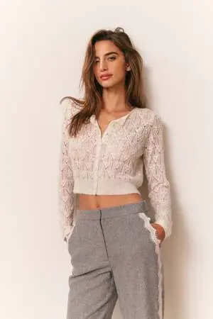 LoveShackFancy Calico Embellished Pointelle Cardigan