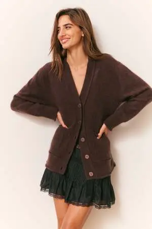 LoveShackFancy Applene Brushed Cashmere Cardigan