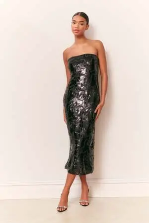 LoveShackFancy Stasia Sequin Strapless Dress