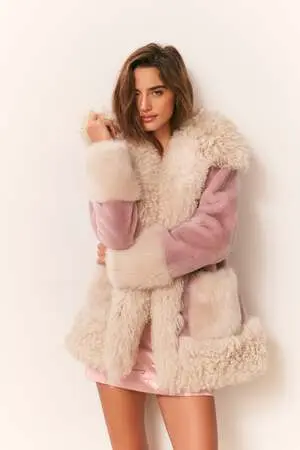 LoveShackFancy Tuskara Oversized Shearling Jacket