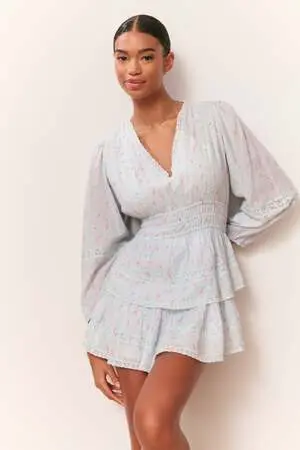 LoveShackFancy Rosamina Long Sleeve Mini Dress