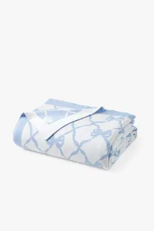 LoveShackFancy Bow Throw Blanket - Soft Blue