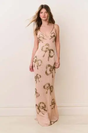 LoveShackFancy Berisa Bow Maxi Dress