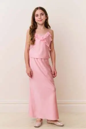 LoveShackFancy Tween Thyme Charmeuse Maxi Skirt