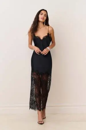 LoveShackFancy Circe Satin Lace Dress
