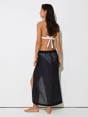 REISS Cotton-blend Gauze Wrap Beach Skirt - Navy