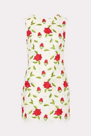 MILLY Ivette Rose Embroidered Mini Dress
